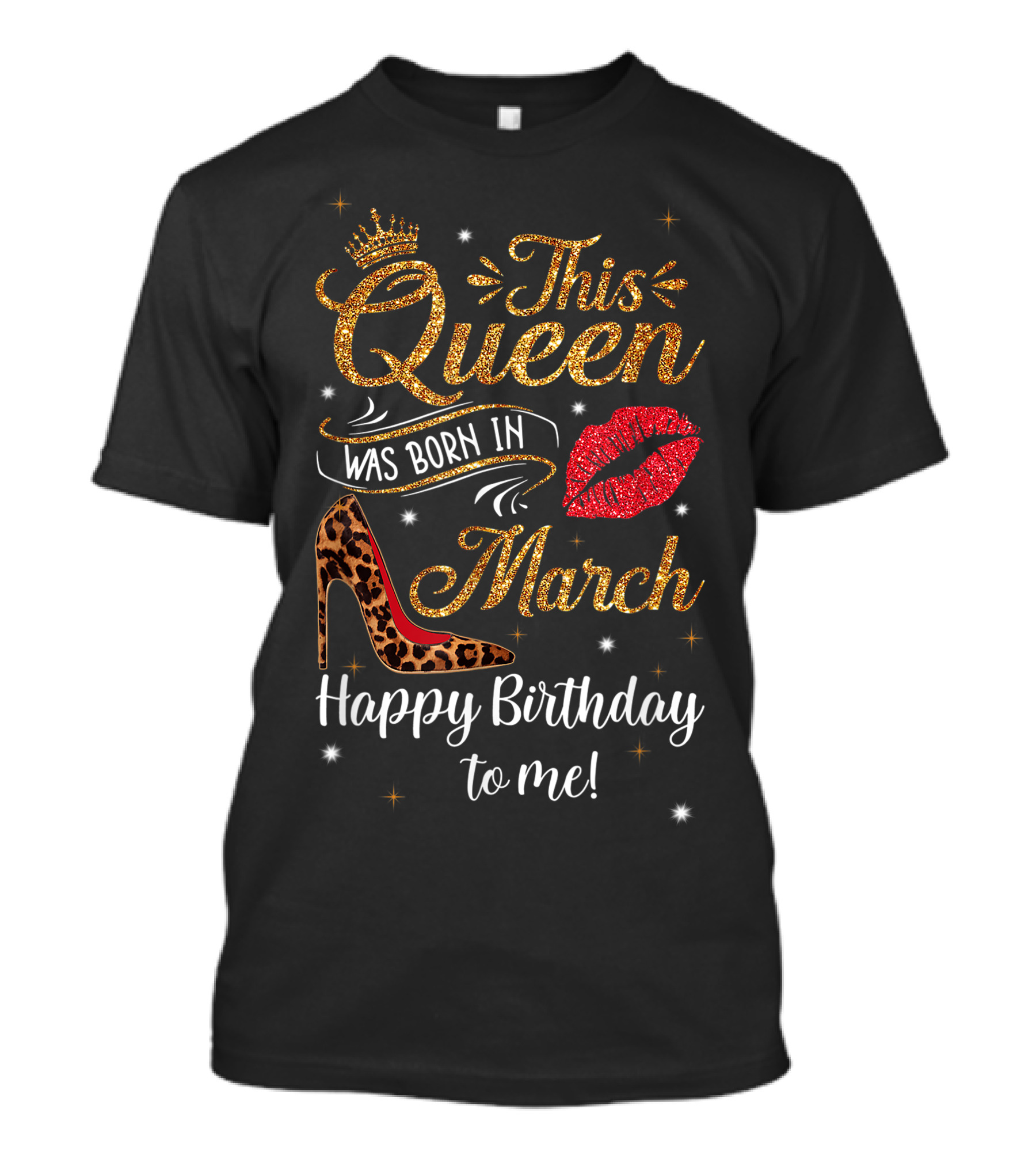 This Queen Was Born In March Leopard High Heel Lips Happy Birthday to ...
