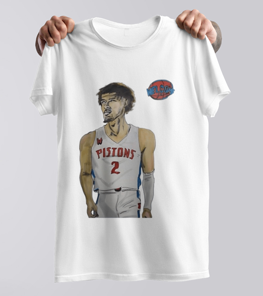 Cade Cunningham Welcome Detroit Pistons Hand Drawn Basketball Player ...
