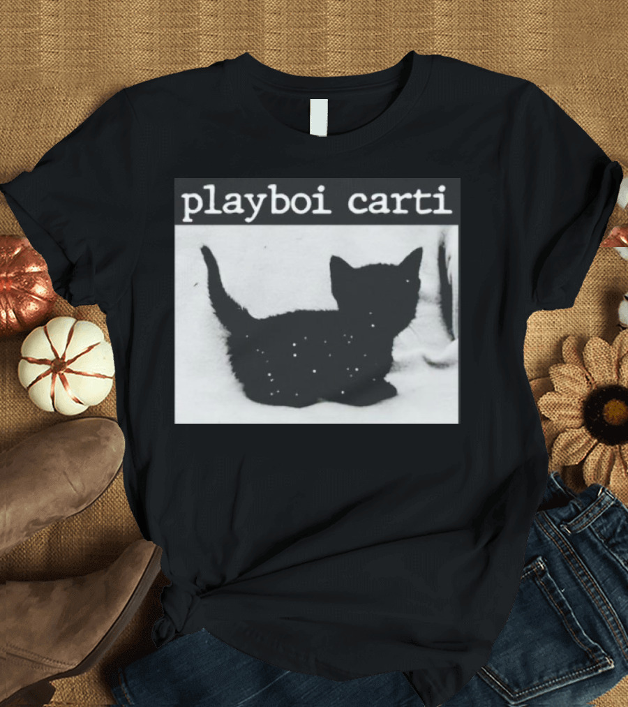Playboi Carti Starry Black Cat Minimalist Aesthetic T-Shirt
